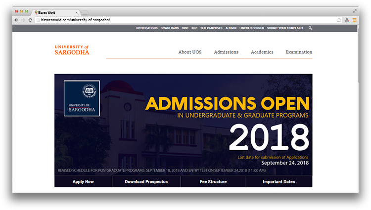 University of Sargodha - Biznas World