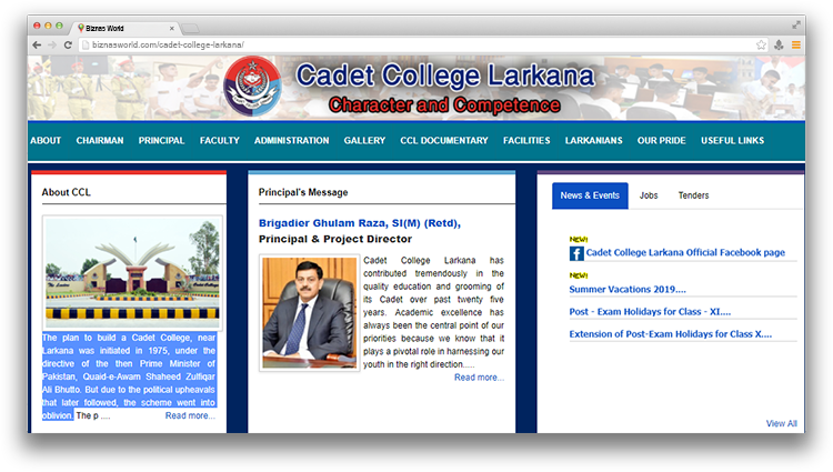Cadet College Larkana - Biznas World
